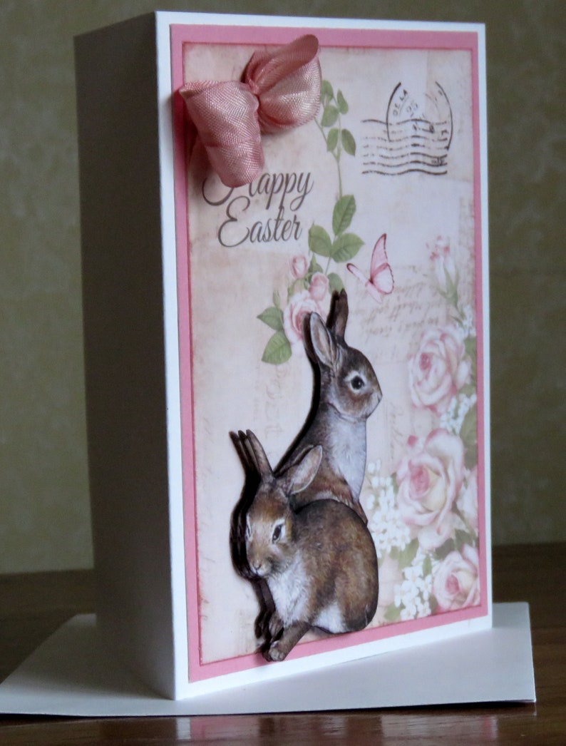 DIY Vintage Easter Bunnies Card Kit Easter Greetings Bunnies - Etsy