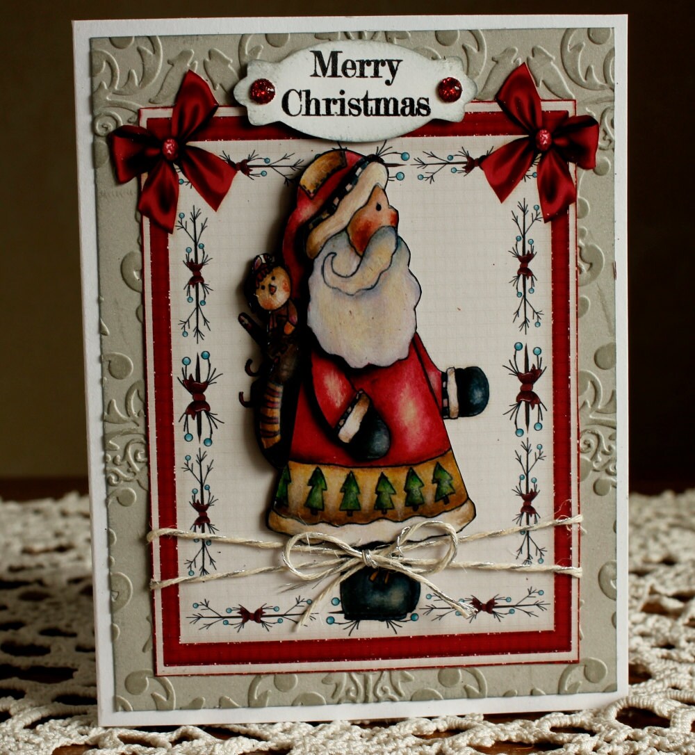 DIY Card Kit-primitive Santa Card Kit Christmas Santa Card - Etsy Canada