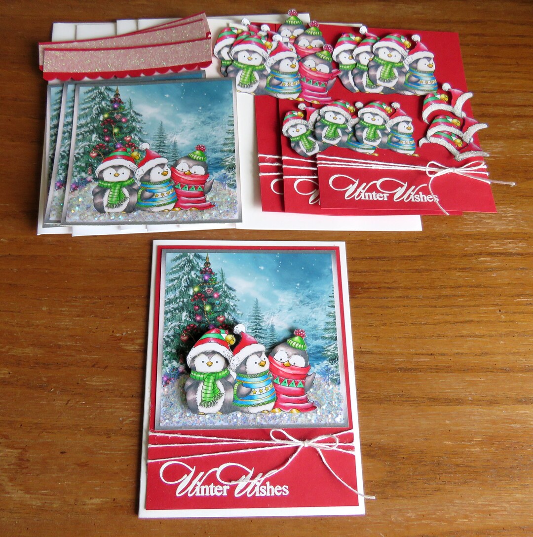 DIY Penguins Handmade 3D Card Kit, Winter Wishes, All Occasion Card ...