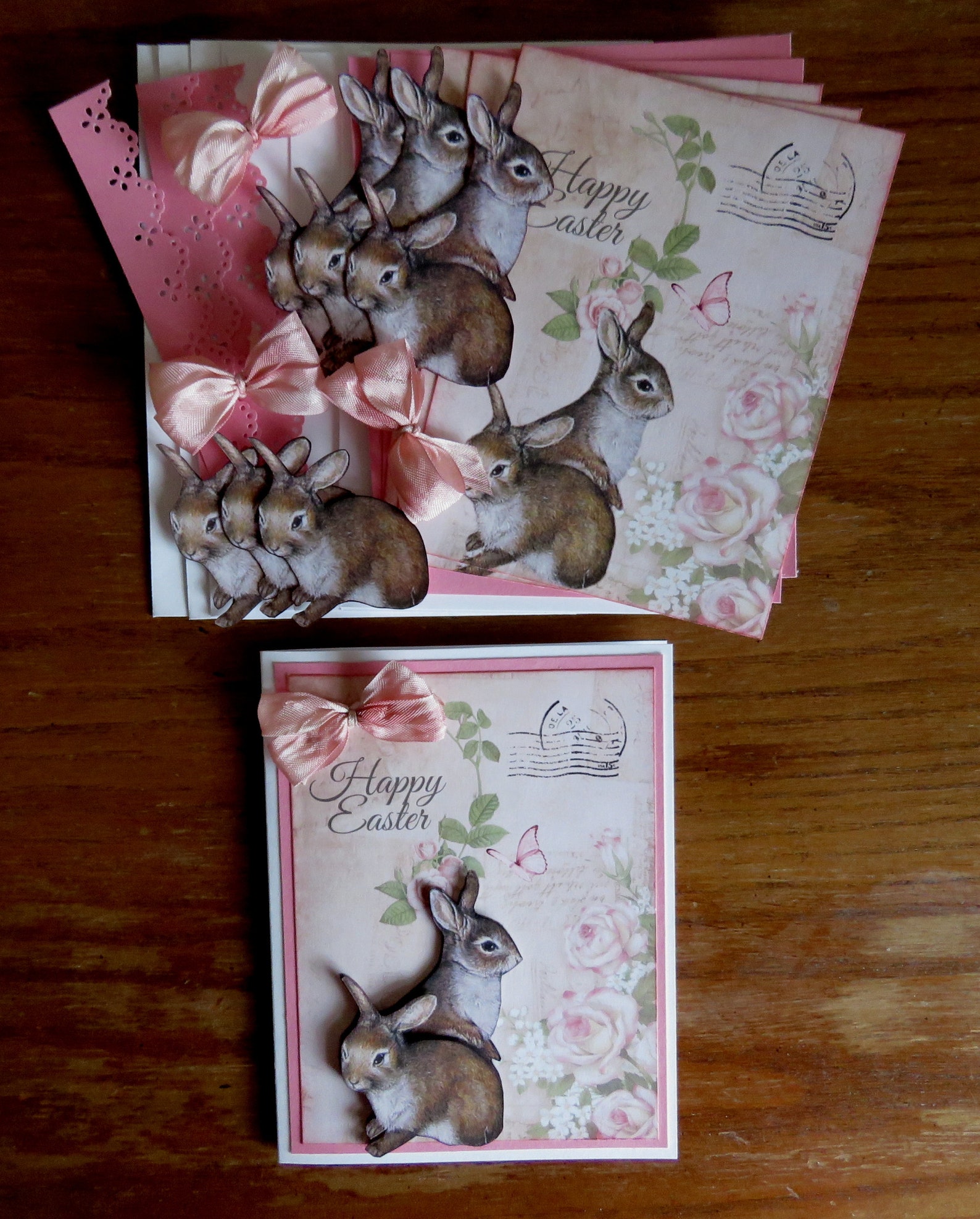 DIY Vintage Easter Bunnies Card Kit Easter Greetings Bunnies - Etsy