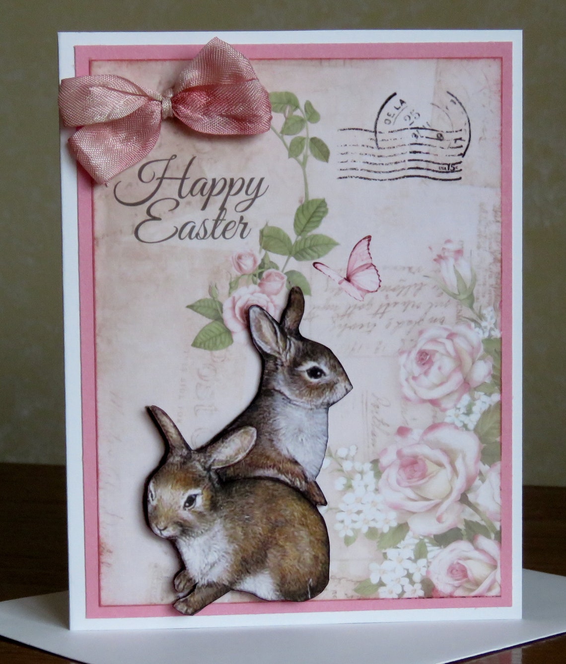 DIY Vintage Easter Bunnies Card Kit Easter Greetings Bunnies - Etsy