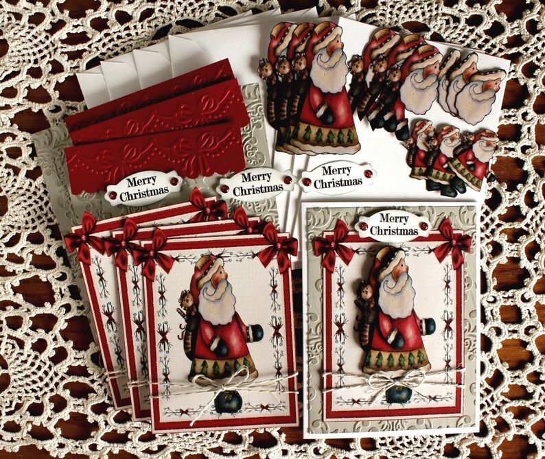DIY Card Kit-primitive Santa Card Kit Christmas Santa Card - Etsy