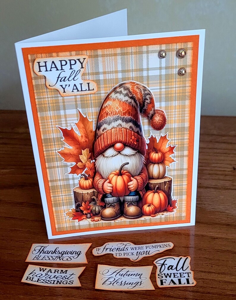 3D Fall Gnome With Pumpkins Card Kit, Happy Thanksgiving, Autumn ...