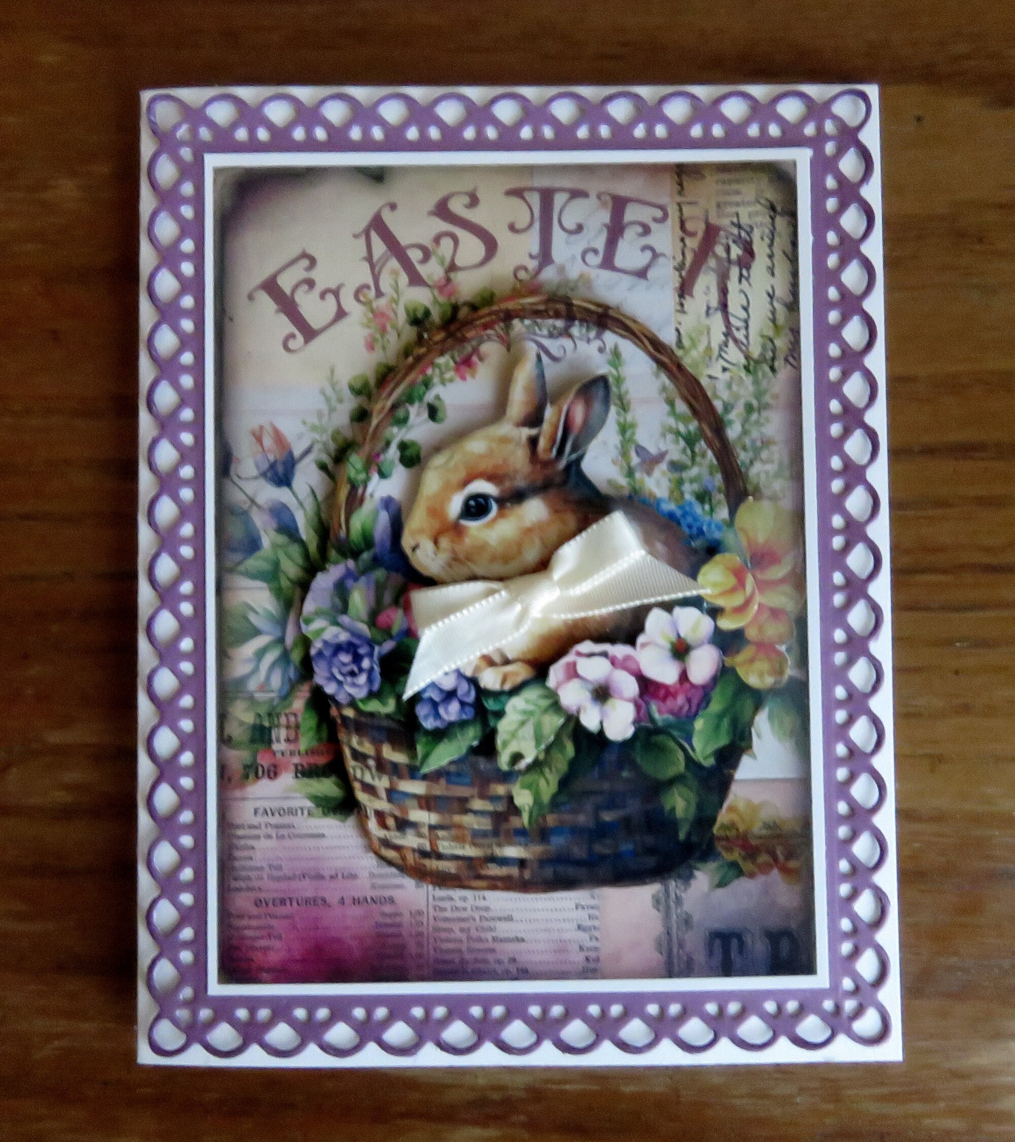 DIY Easter Bunny in Flower Basket 3D Card Kit, Easter Card, Easter ...