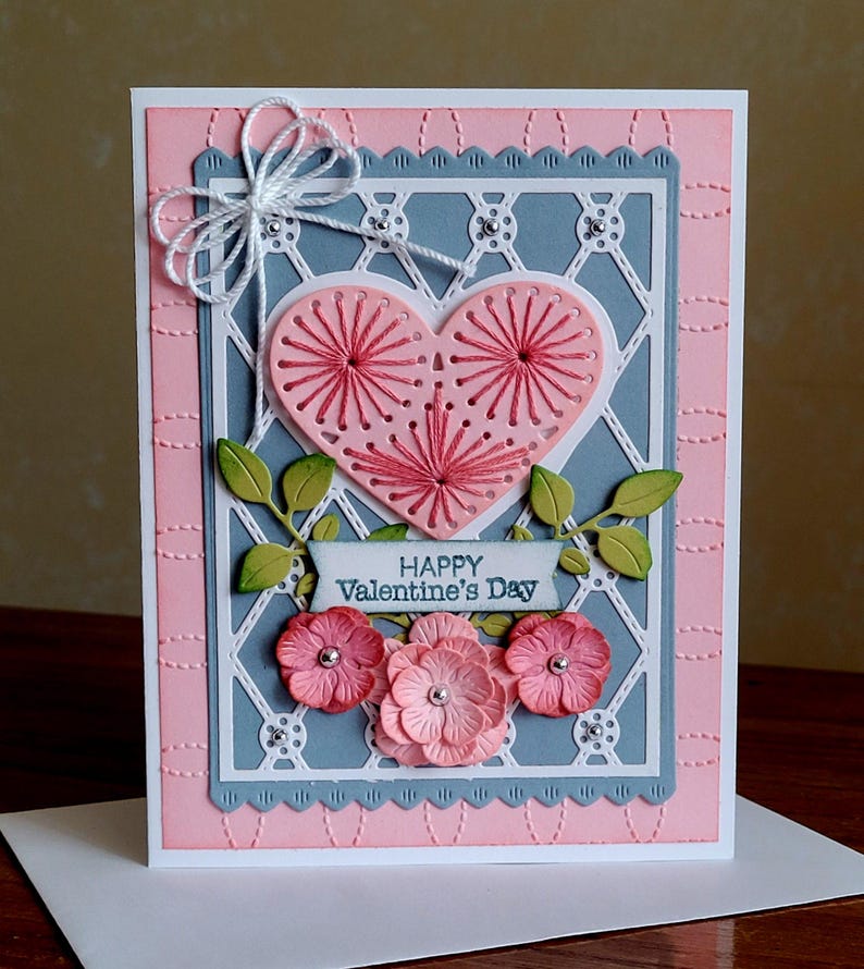 DIY Hand Stitched Heart 4 Card Kit, Hand Stamped, Hand Made Die Cut ...