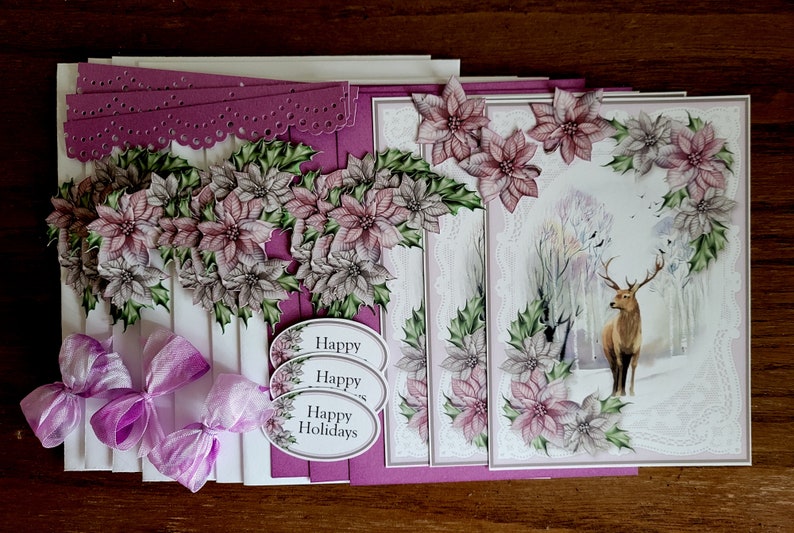 Vintage Snowy Scene With Deer 3D DIY Card Kit Happy Holidays - Etsy