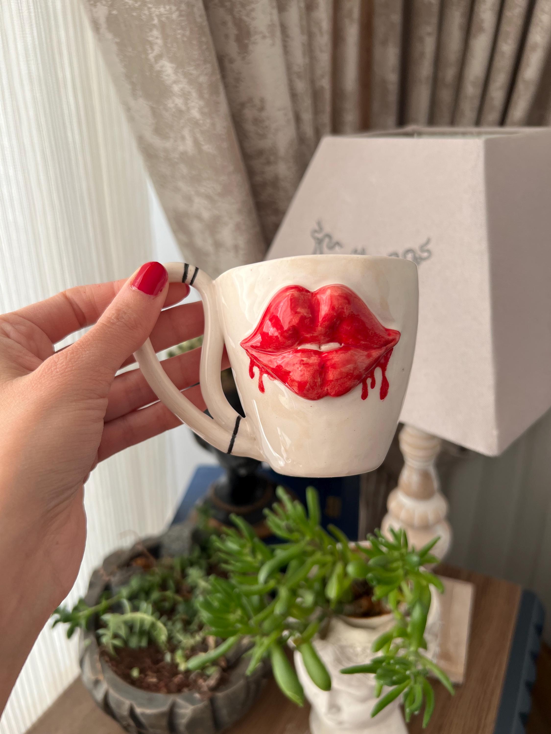 Ceramic Lips Mug Custom Order Custom Cute Lips Coffee Cup Gift Red Lips ...