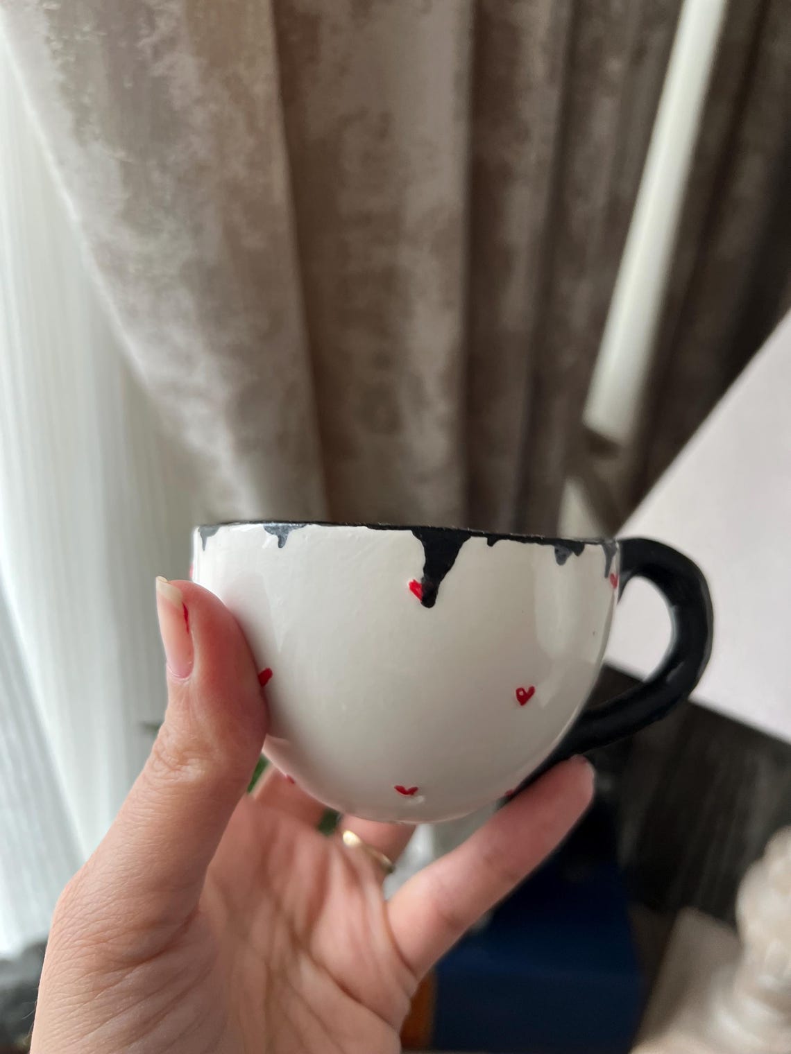 Handmade Middle Finger Mug With Hearts Funny Ceramic Coffee Cup Unique ...