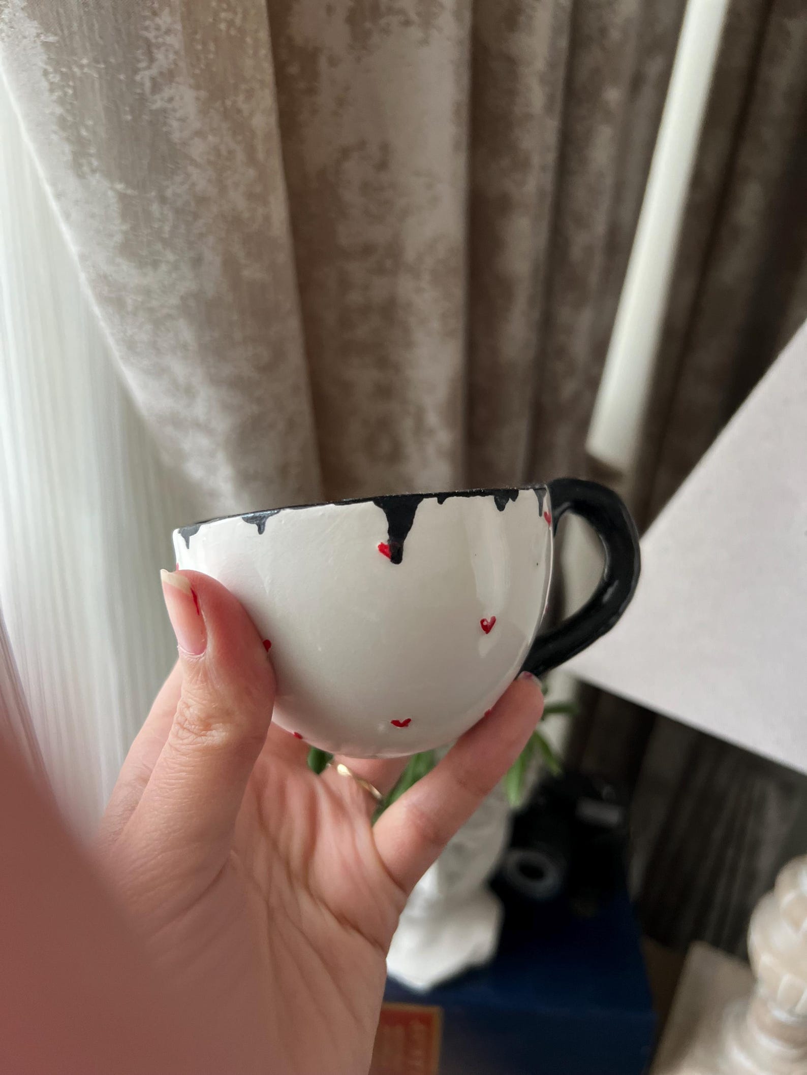 Handmade Middle Finger Mug With Hearts Funny Ceramic Coffee Cup Unique ...