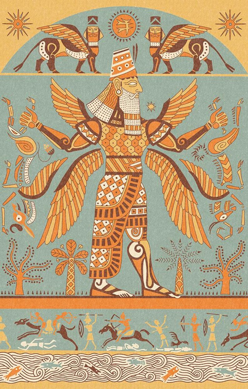 Ancient Sumerian Art Wall Decor, Mesopotamian Mythology Art Print ...