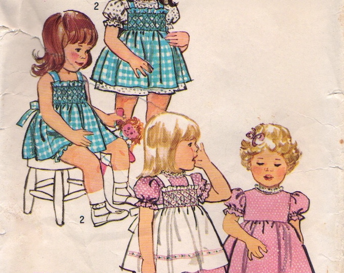 70s Girls Dress Pinafore and Panties Simplicity 6180 Sewing - Etsy