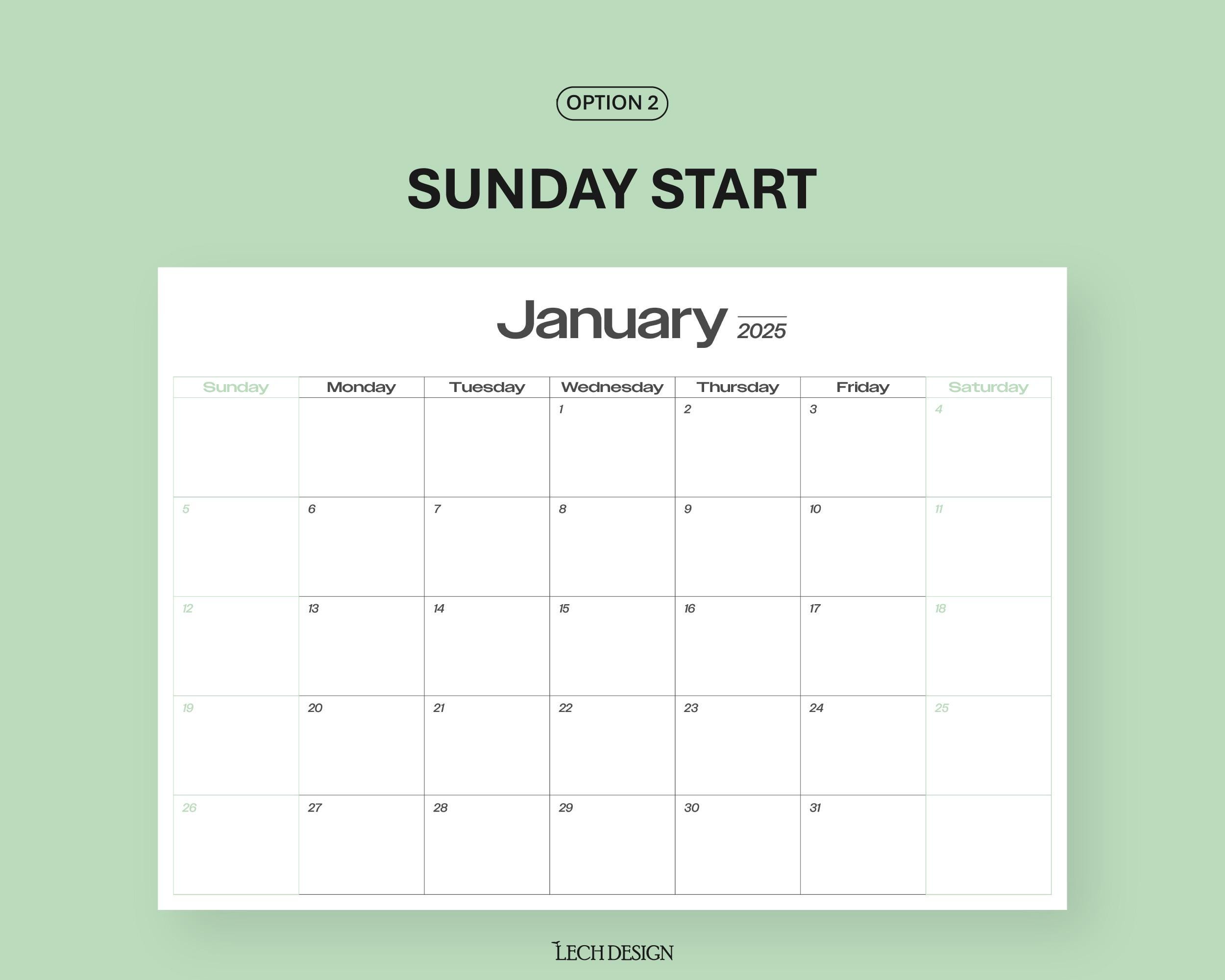 2025 Calendar Scandi Chic Printable & Digital | 1 Landscape Design in 3 ...