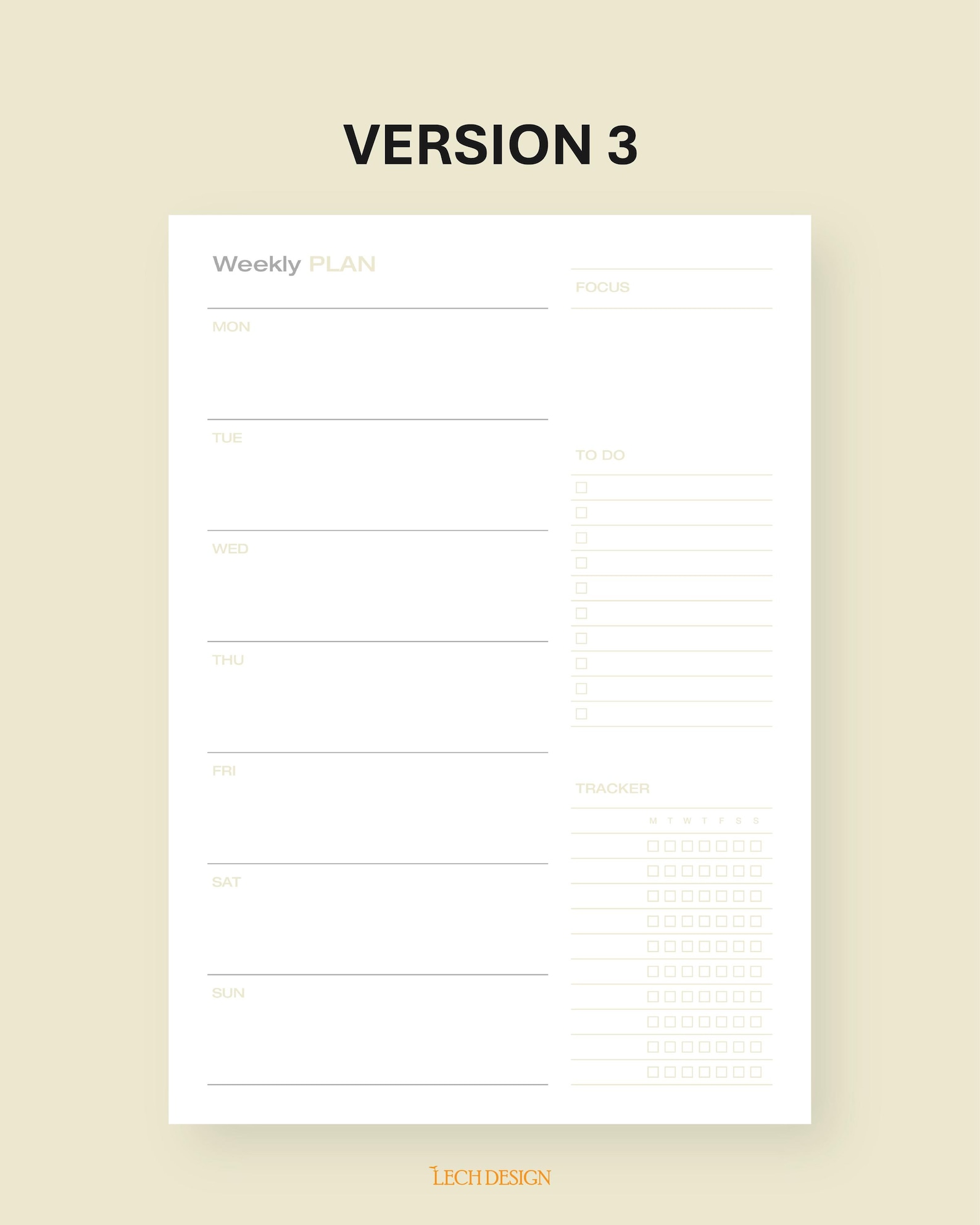 Weekly Planner Minimalist Elegance Printable & Digital | 4 Designs in 5 ...