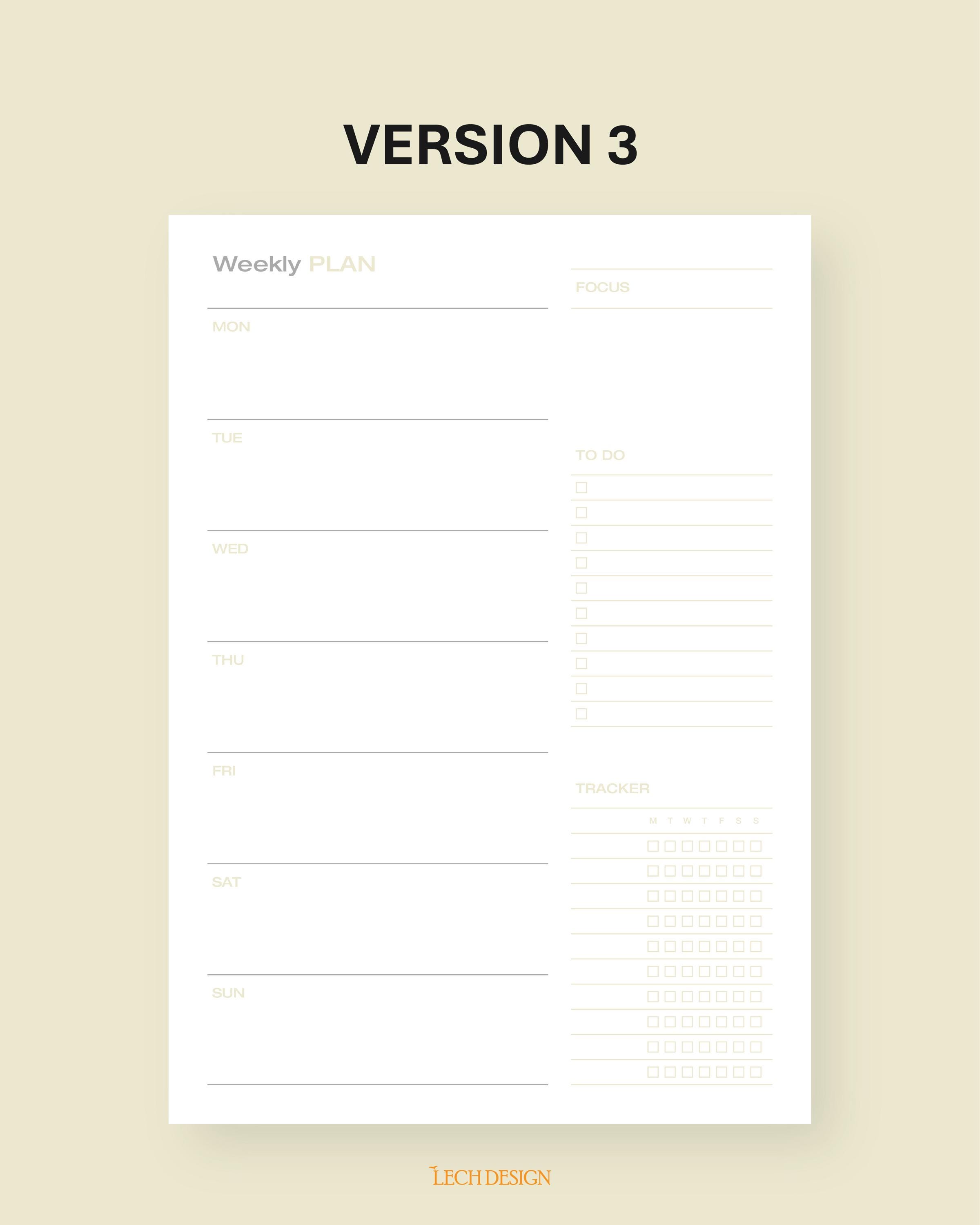 Weekly Planner Minimalist Elegance Printable & Digital | 4 Designs in 5 ...