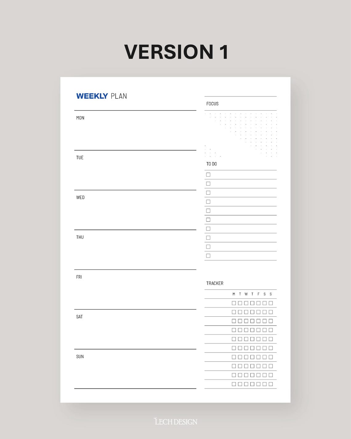 Weekly Planner Bold Modern Printable & Digital | 4 Designs in 5 Sizes ...