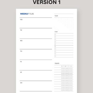 Weekly Planner Bold Modern Printable & Digital | 4 Designs in 5 Sizes ...