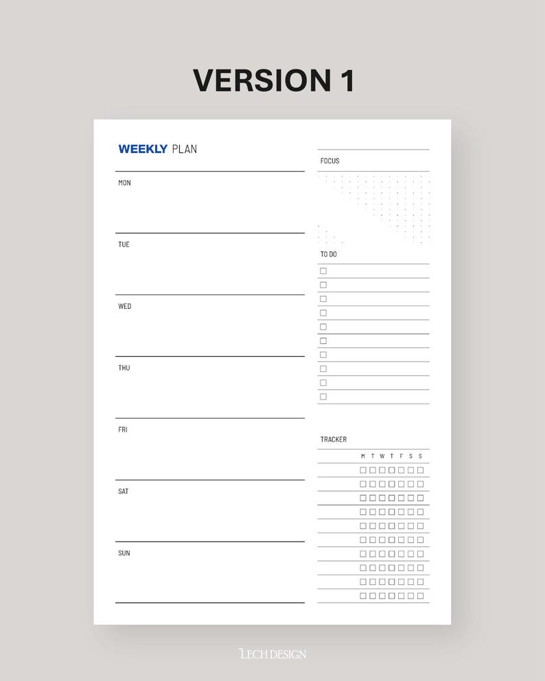 Weekly Planner Bold Modern Printable & Digital | 4 Designs in 5 Sizes ...