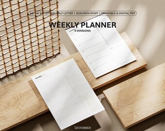 Weekly Planner Minimalist Elegance Printable & Digital | 4 Designs in 5 ...
