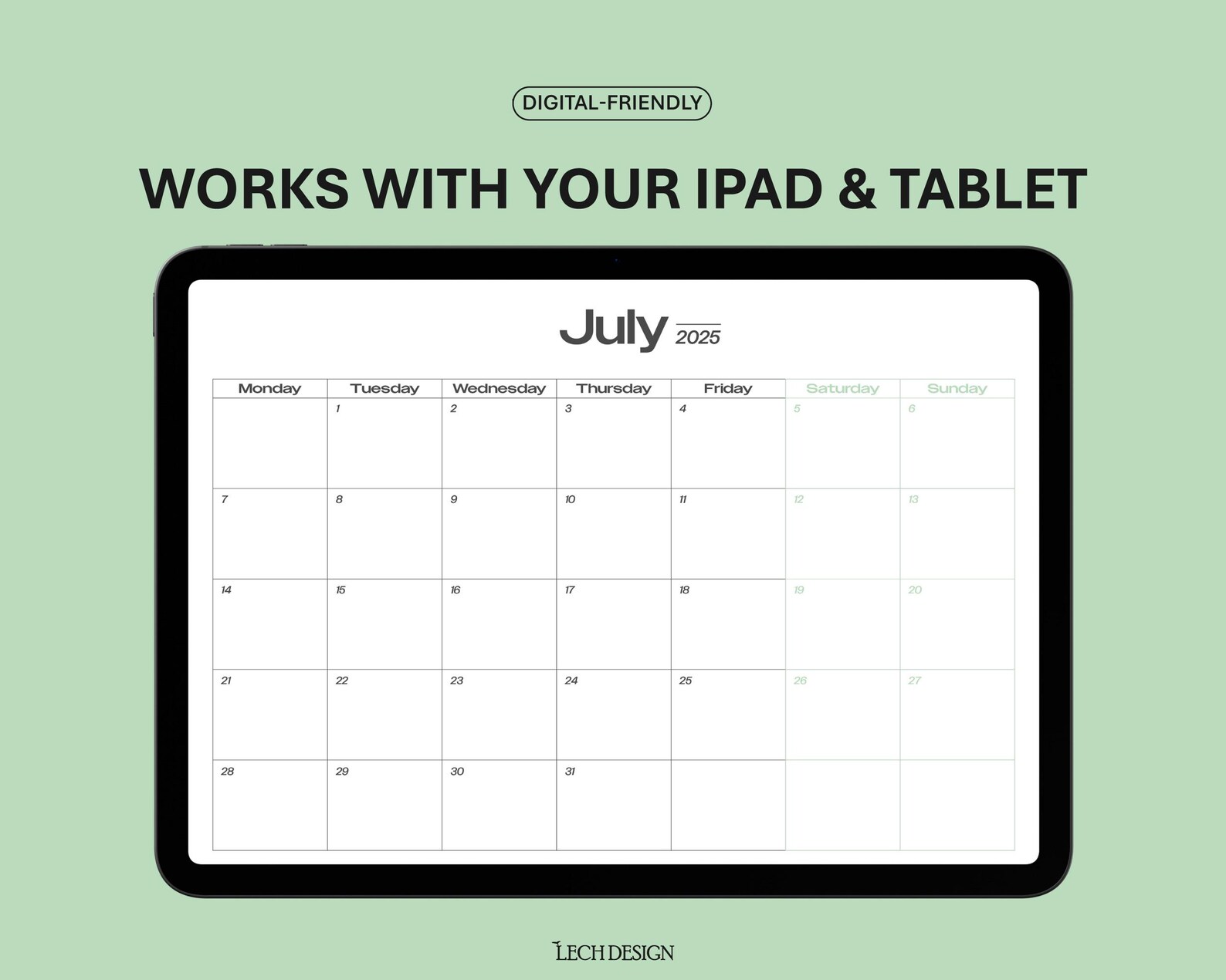 2025 Calendar Scandi Chic Printable & Digital | 1 Landscape Design in 3 ...