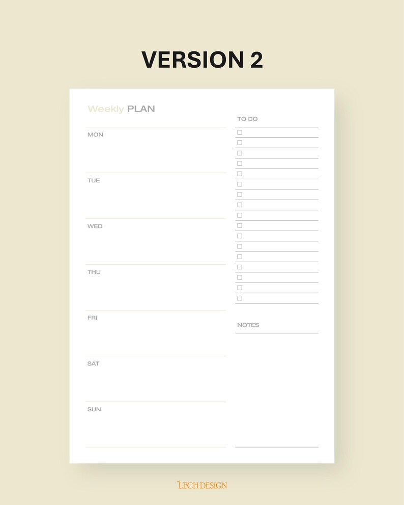 Weekly Planner Minimalist Elegance Printable & Digital | 4 Designs in 5 ...
