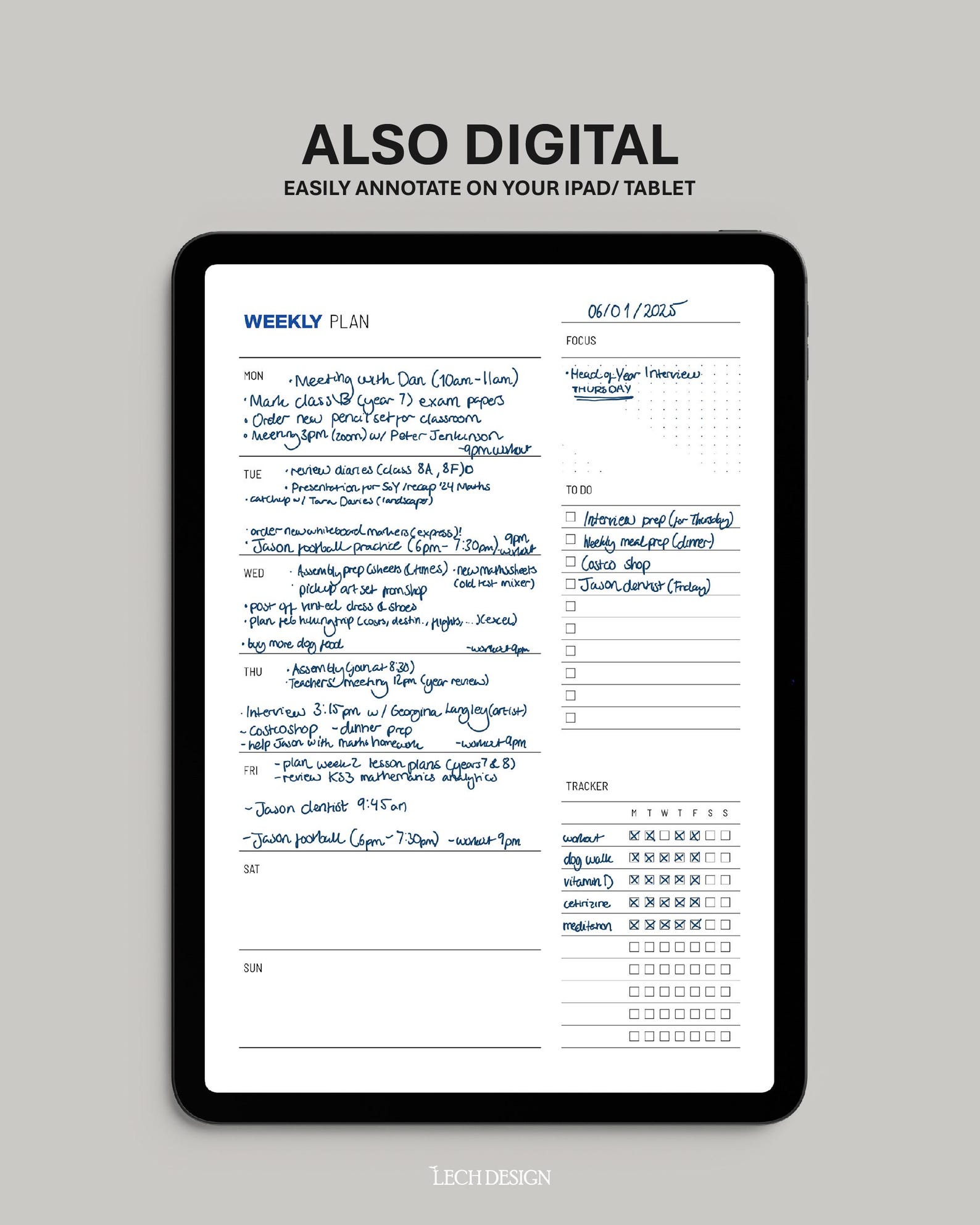 Weekly Planner Bold Modern Printable & Digital | 4 Designs in 5 Sizes ...