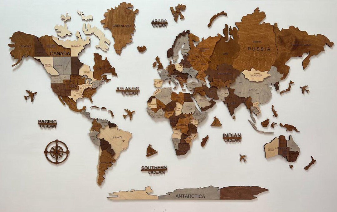Bluetime 3D Wooden World Map Large - Fully Sustainable - Map - 225 X ...