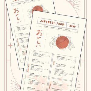 Japanese Menu Template - Etsy