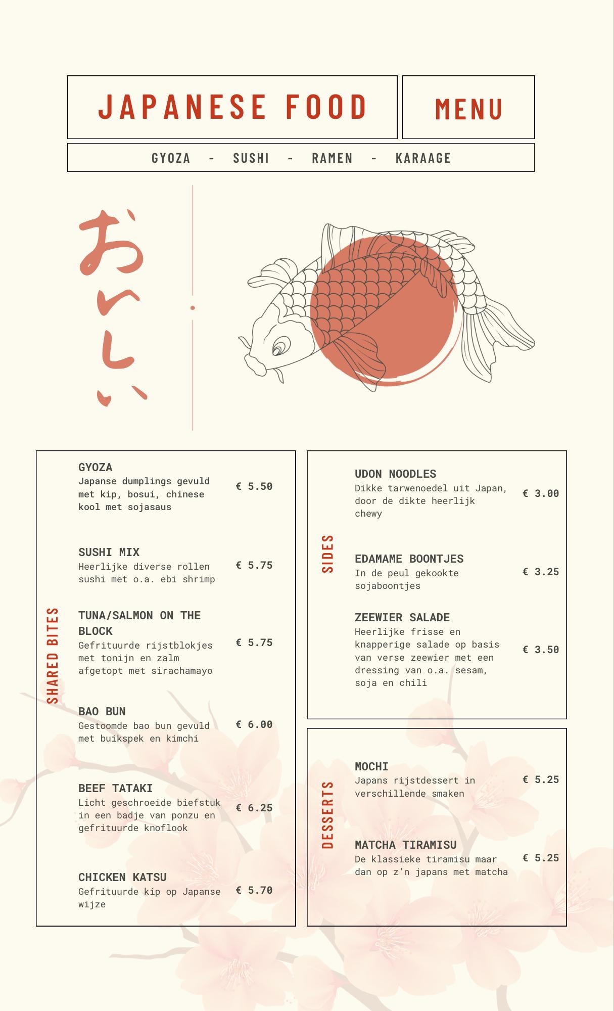 Japanese Menu Template - Etsy