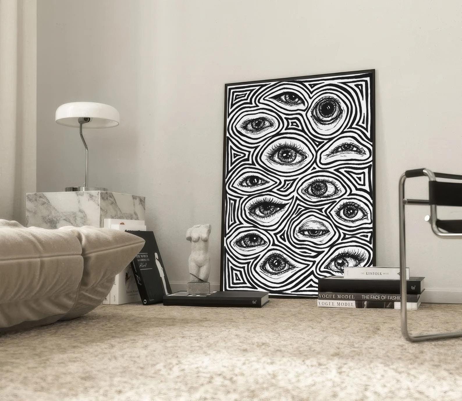 Retro Eye Poster, Digital Eye Design Printing, Illusion Eye Print ...