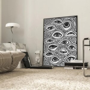 Retro Eye Poster, Digital Eye Design Printing, Illusion Eye Print ...