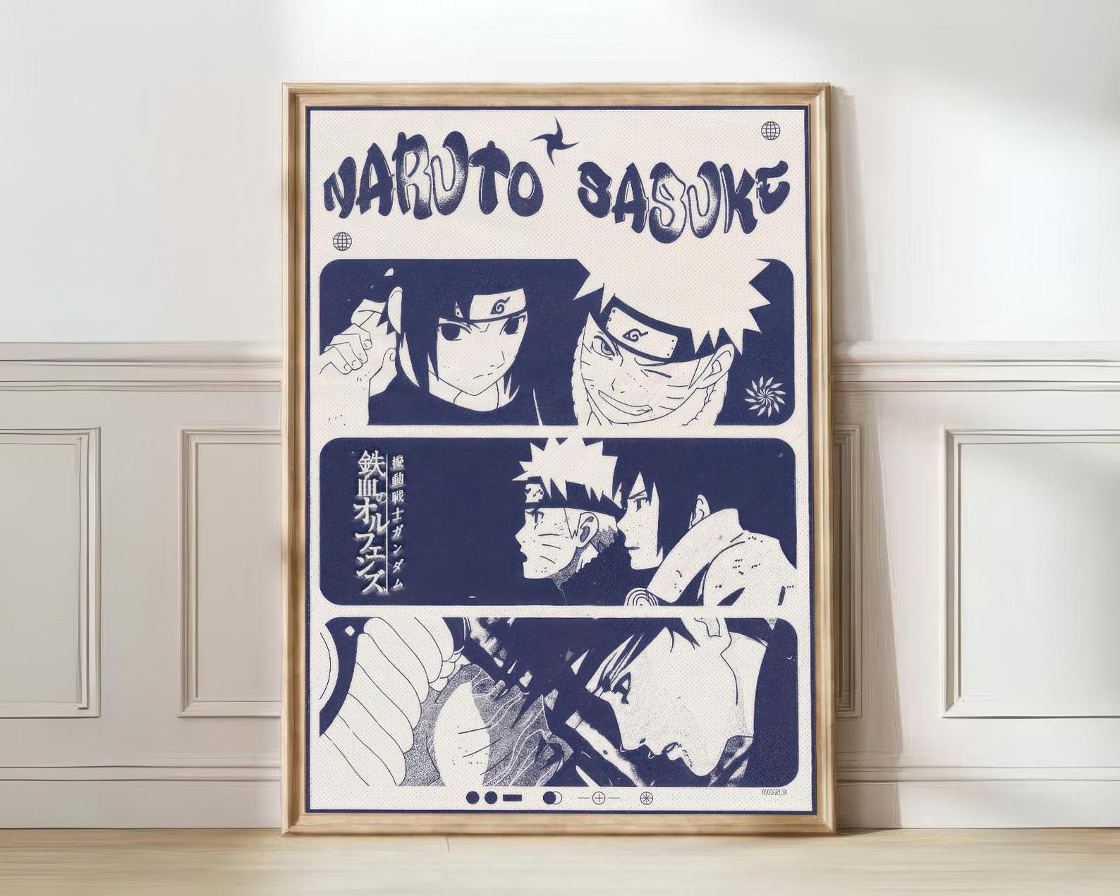 Naruto Sasuke Anime Digital Poster, Naruto Sasuke Design for Print ...
