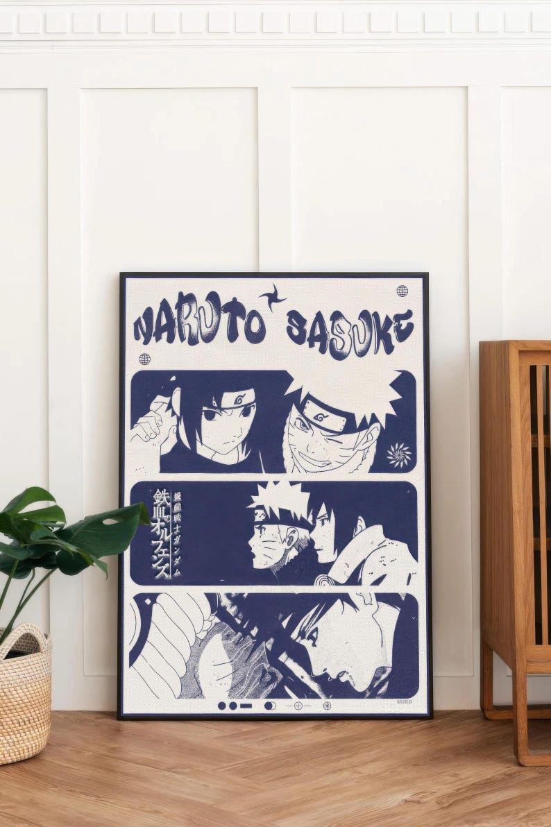 Naruto Sasuke Anime Digital Poster, Naruto Sasuke Design for Print ...