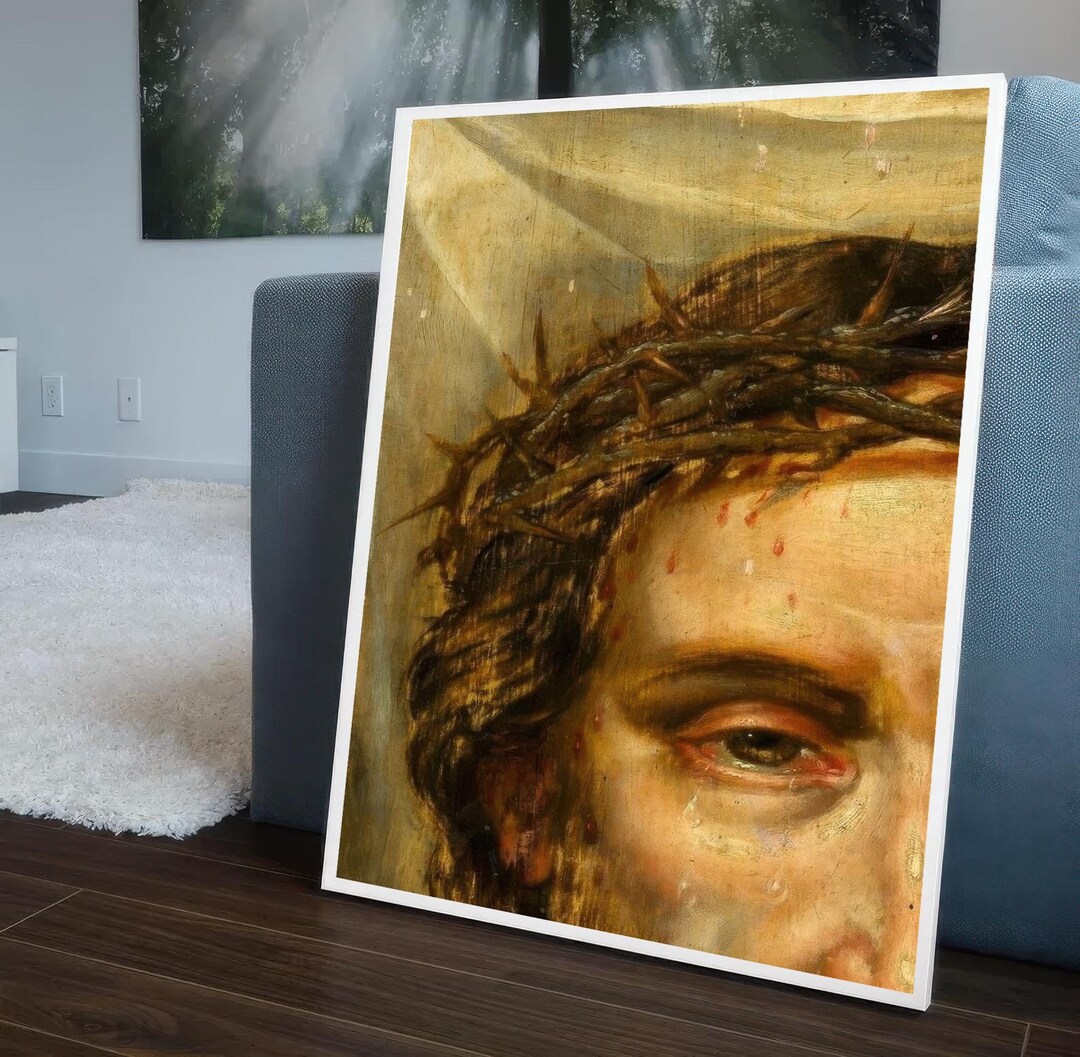 Digital Jesus Christ Art, Crying Jesus Christ Poster, Digital Crying ...