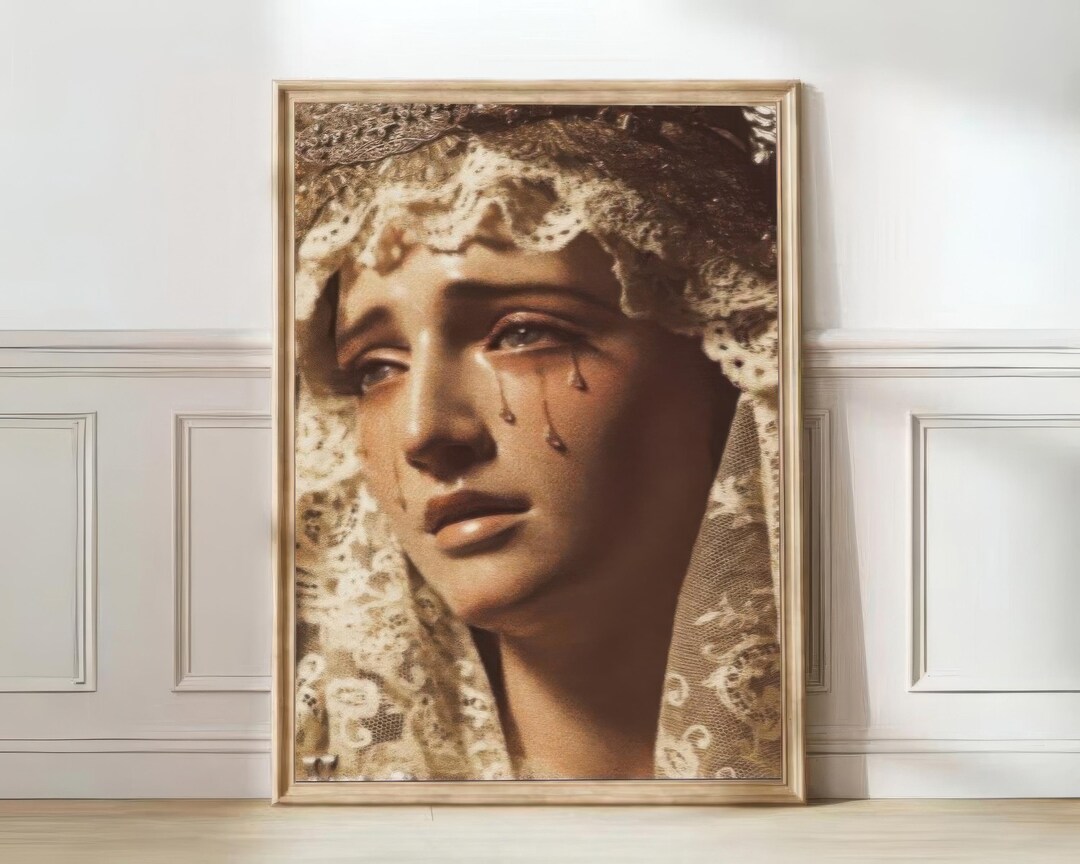 Holy Virgin, Digital Holy Virgin Poster,mary Digital Art, Crying Holy ...