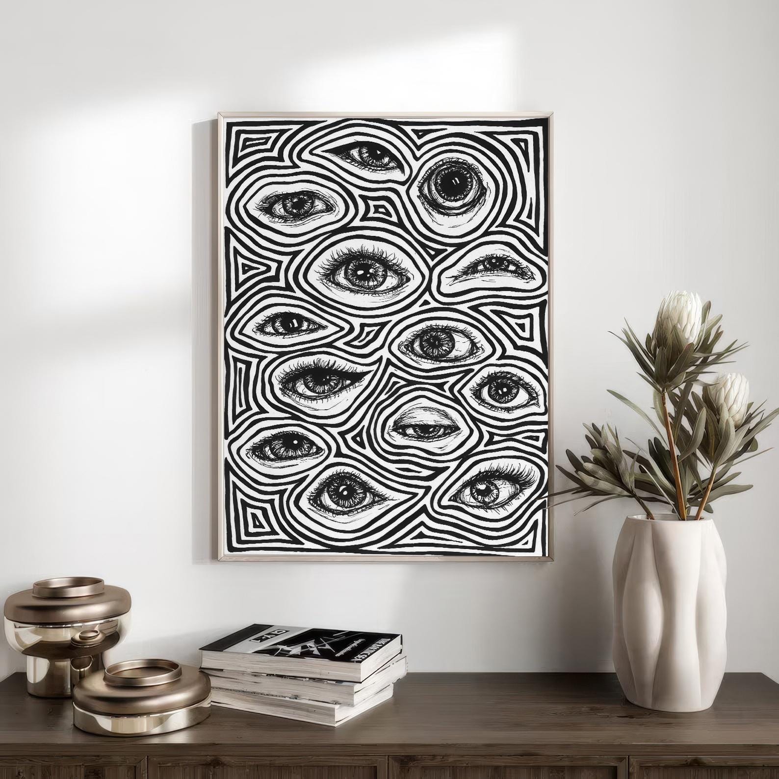 Retro Eye Poster, Digital Eye Design Printing, Illusion Eye Print ...