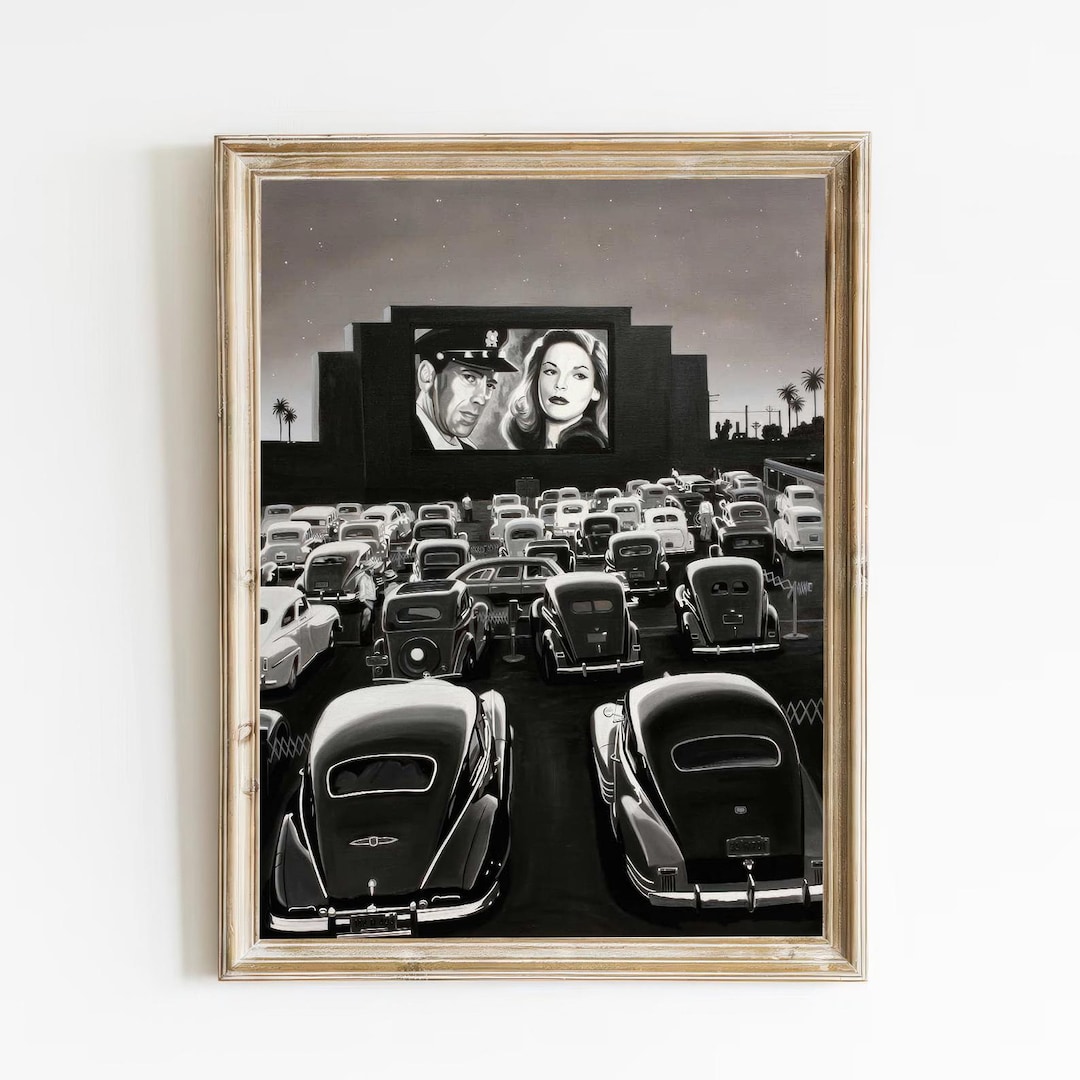 Vintage Drive-in Movie Theater Poster, Drive-in Movie Theater Digital ...