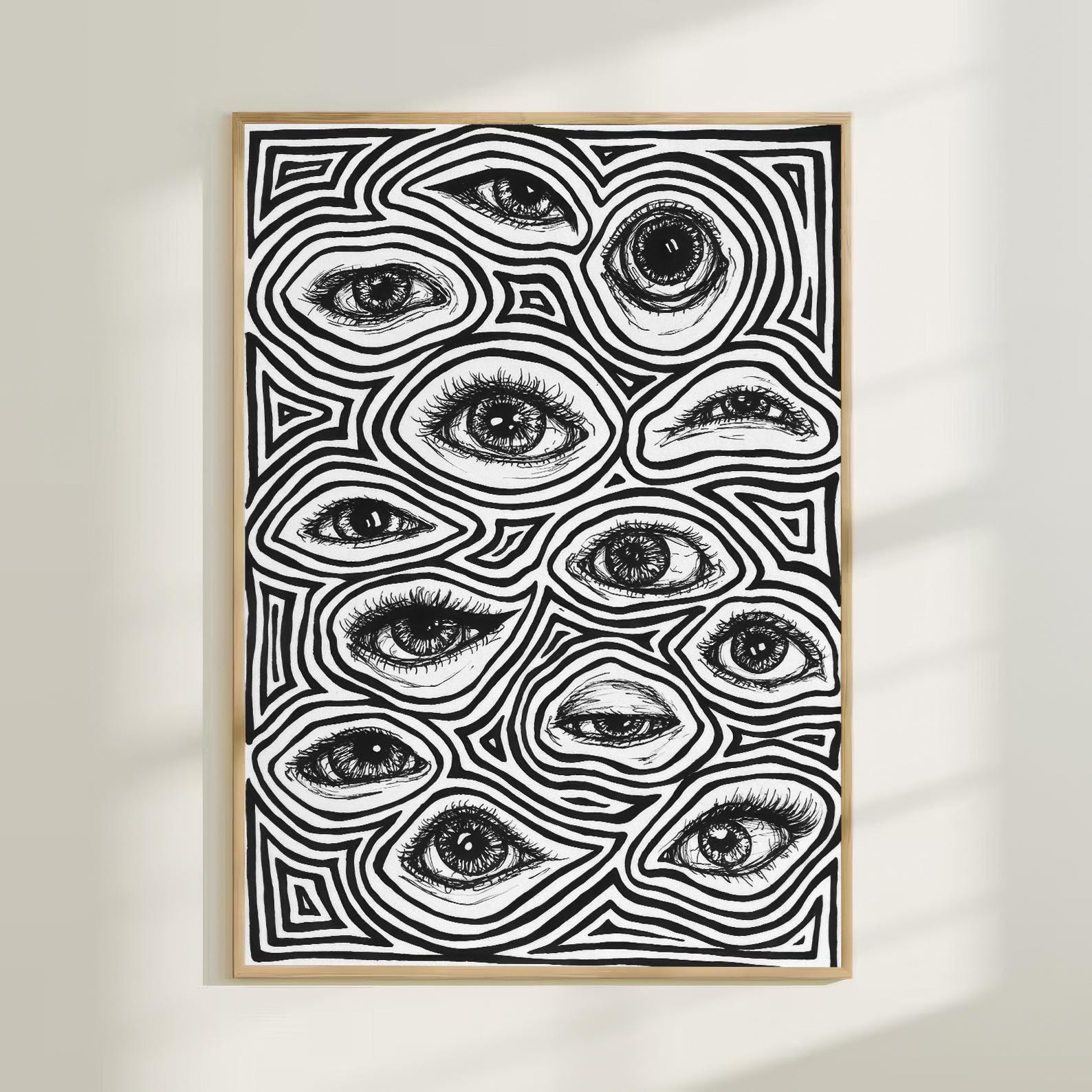 Retro Eye Poster, Digital Eye Design Printing, Illusion Eye Print ...