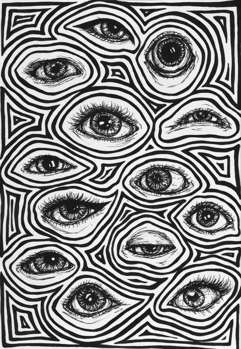 Retro Eye Poster, Digital Eye Design Printing, Illusion Eye Print ...