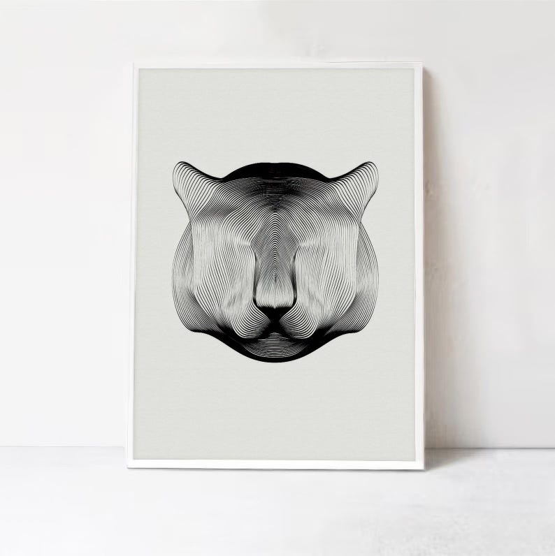 Puma, Animal Illustrator Poster, Digital Puma Animal Illustrator Art ...