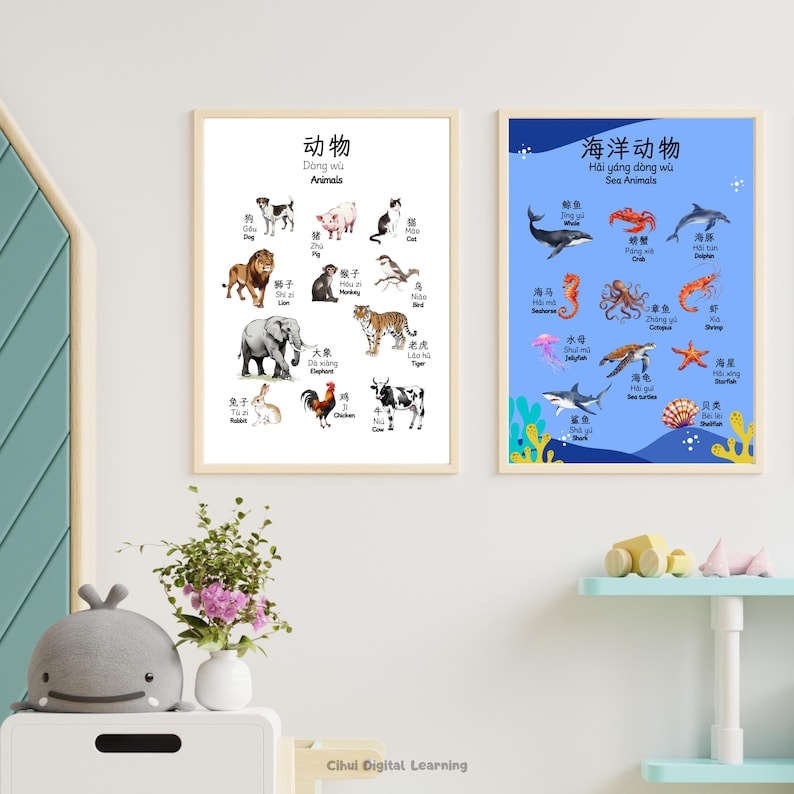 Animal Educational Poster Set : Bilingual Simplified Chinese - English ...