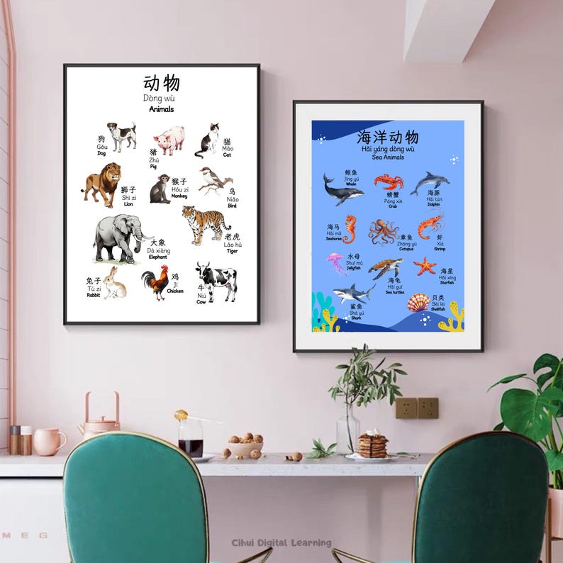 Animal Educational Poster Set : Bilingual Simplified Chinese - English ...