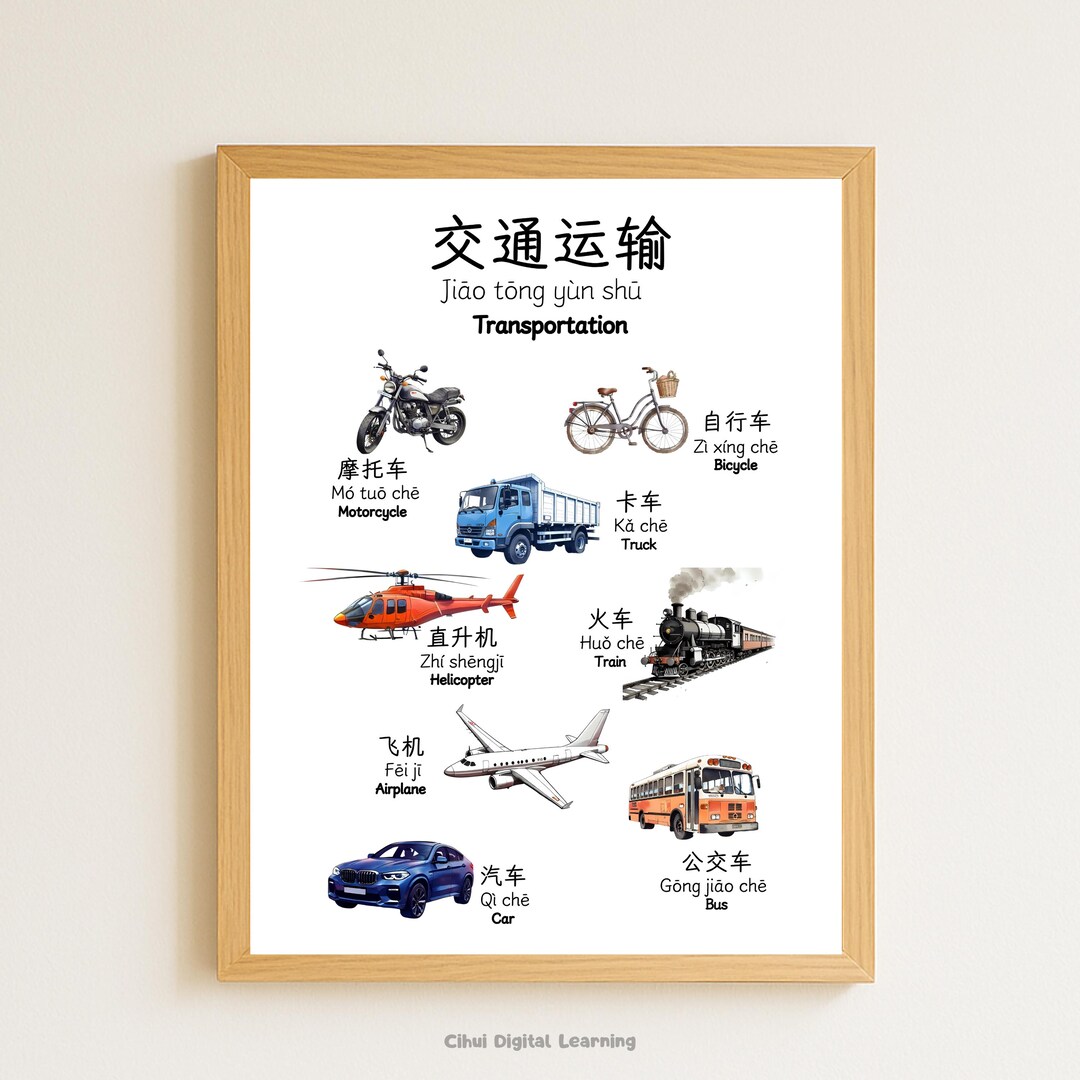 Transportation Bilingual Poster: Simplified Chinese & English ...