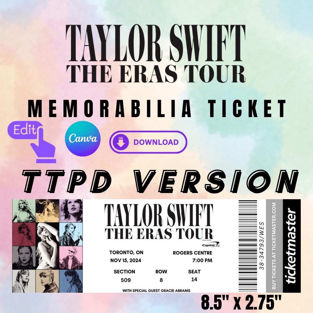 The Eras Tour TTPD Editable Memorabilia Ticket - Etsy