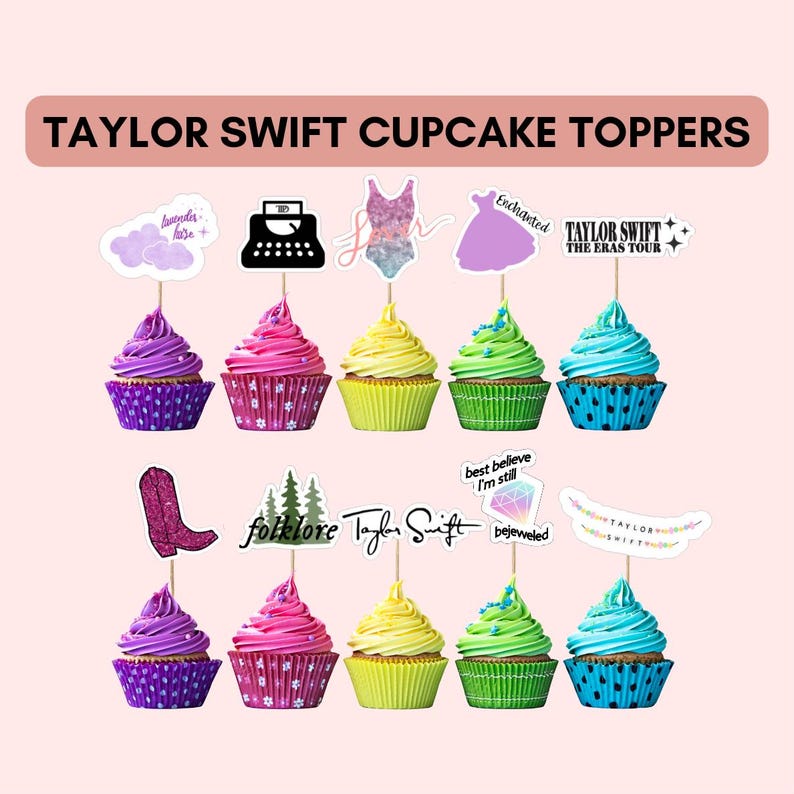 Taylor Swift Themed Party Cupcake Toppers - Etsy
