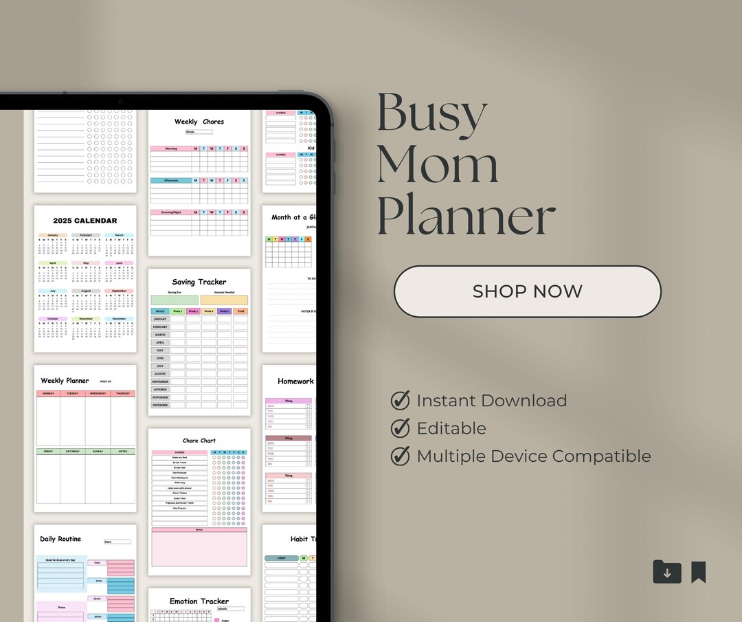 Editable Planner for Mom Printable Planner for Busy Moms Planner for ...