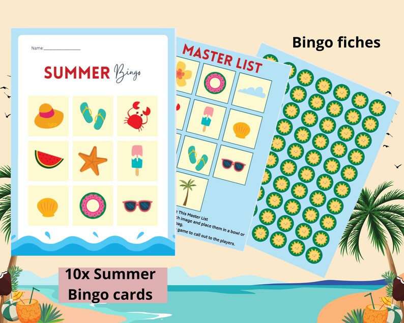 Summer Bingo for Kids, Animal Learning Game, Yellow, Blue Printable ...