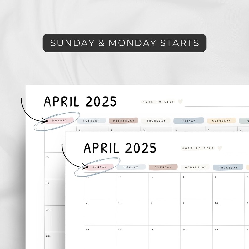 Printable April 2025 Calendar, Ready-to-print and Dated Sheets, Instant ...