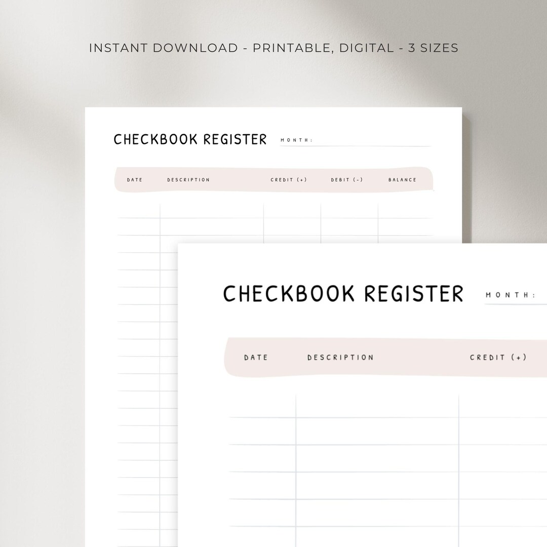 Printable Checkbook Register | Editable Budget Planner Template ...