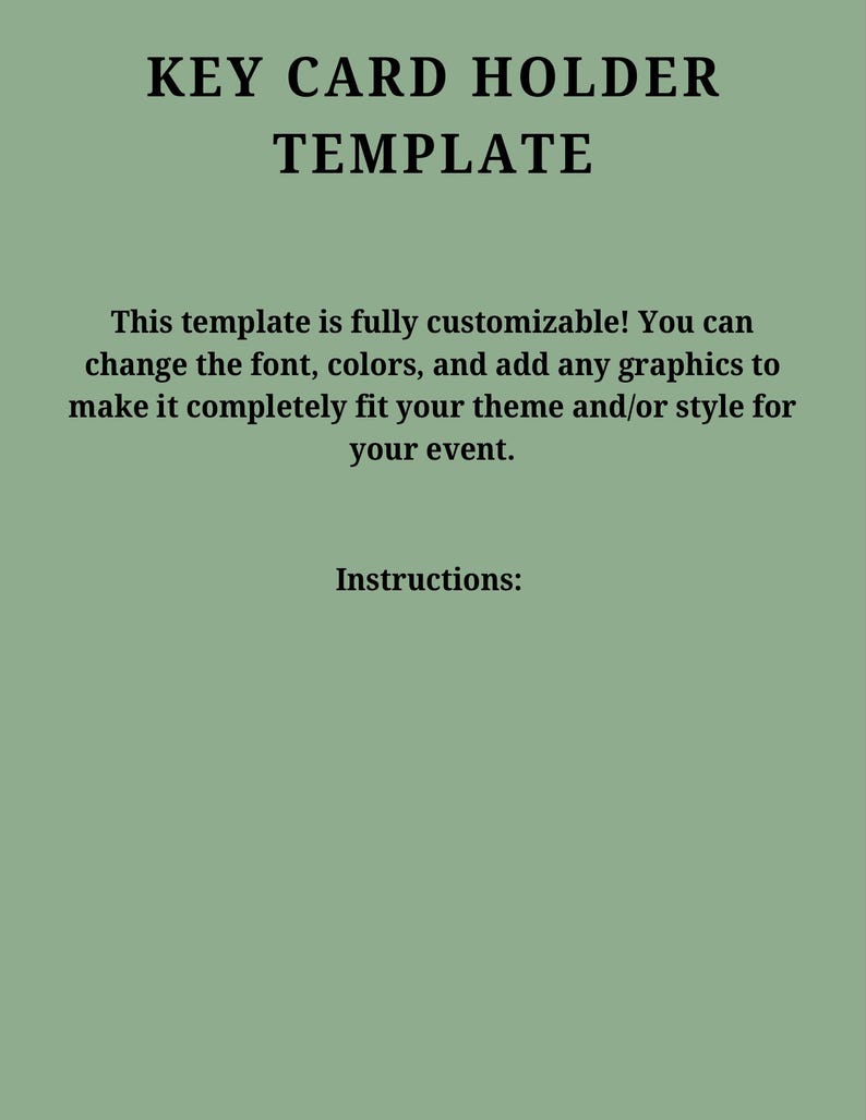 Key Card Holder Template (fully Customizable) - Etsy