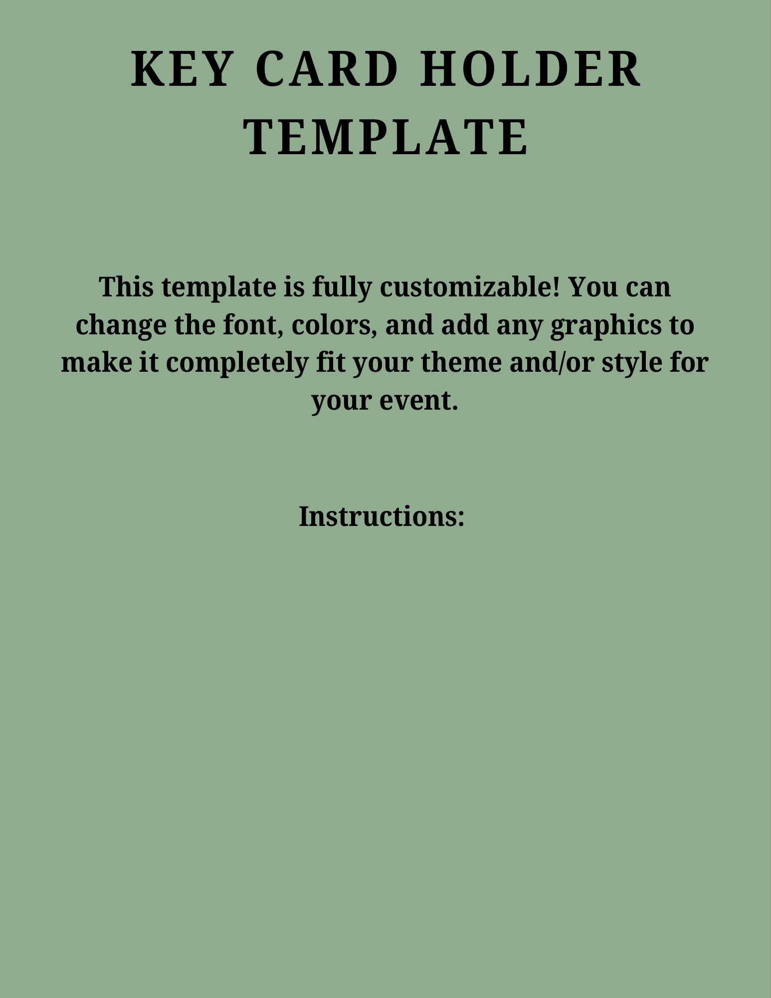 Key Card Holder Template (fully Customizable) - Etsy